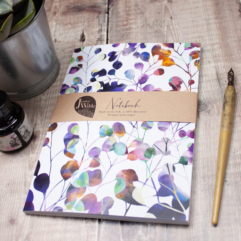 Midnight Botanica A5 Recycled Notebook | Plain | Jessica Wilde Design