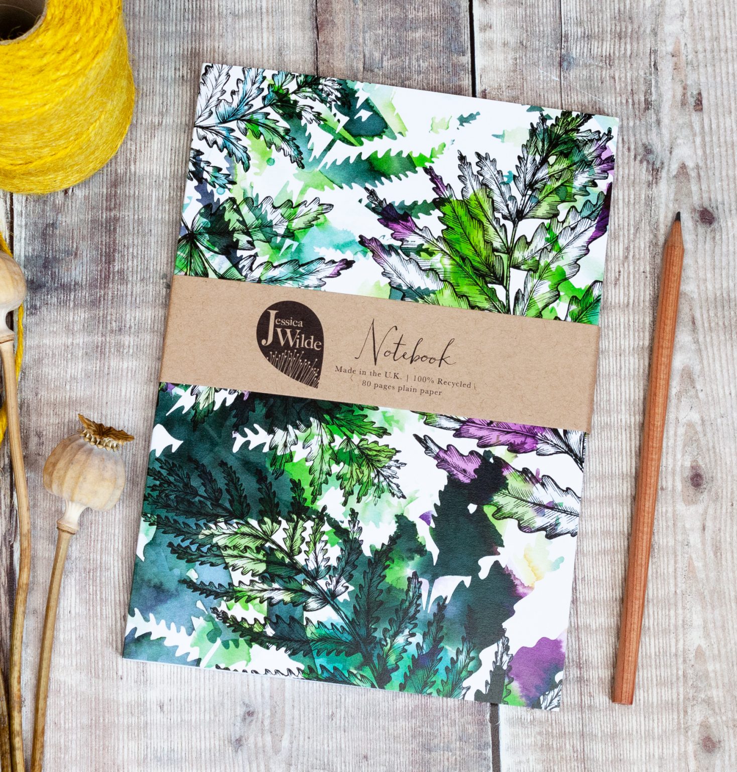 Fern Botanical A5 Recycled Notebook | Plain by Jessica Wilde Design ...